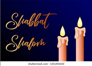 Vector Illustration Two Burning Shabbat Candles Stock Vector (Royalty ...