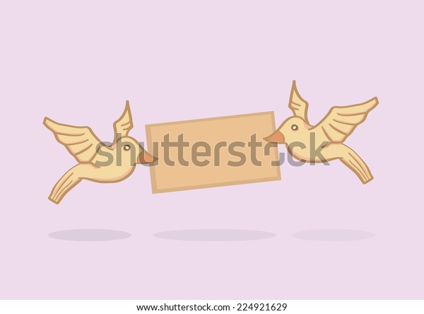 Vector Illustration Two Cartoon Birds Delivering Stock Vector (Royalty ...