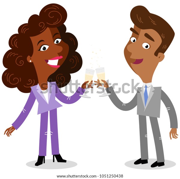 Vector Illustration Two Cartoon Business People Stock Vector (Royalty ...