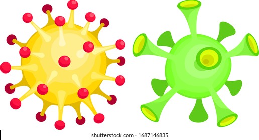 Vector Illustration Two Cartoon Virus Designs Stock Vector (Royalty ...
