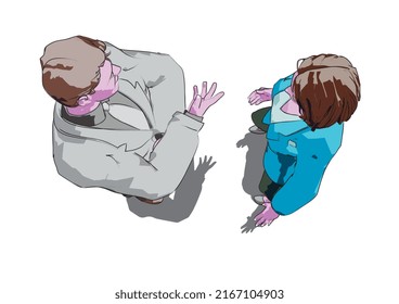 Vector Illustration Two Cartoons Characters Talking Stock Vector ...