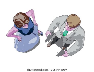Vector Illustration Two Cartoons Characters Talking Stock Vector ...