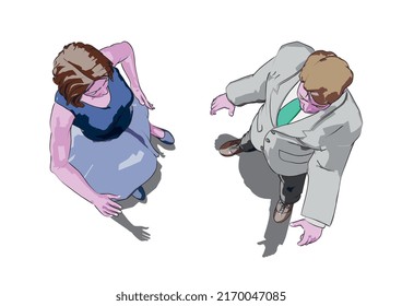 Vector Illustration Two Cartoons Characters Talking Stock Vector ...