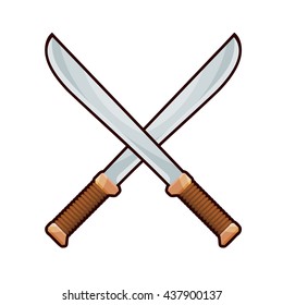 Vector Illustration Two Crossed Machetes Cardboard Stock Vector ...