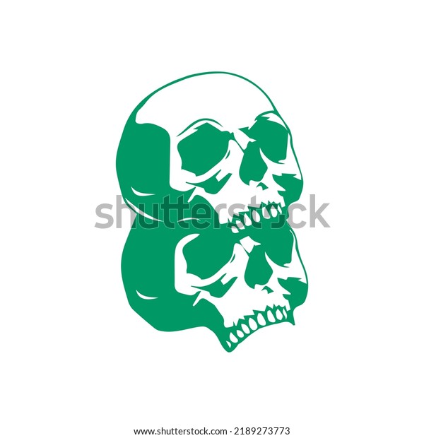 Vector Illustration Two Green Skulls Stock Vector (Royalty Free ...