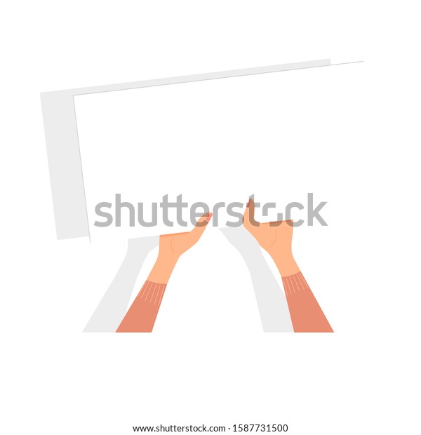 Vector Illustration Two Hands Holding Poster Stock Vector (Royalty Free ...