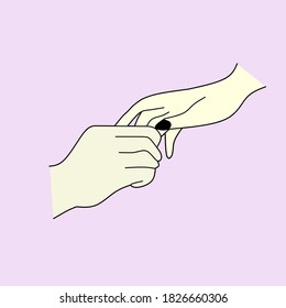 Vector Illustration Two Hands Releasing Each Stock Vector (Royalty Free ...