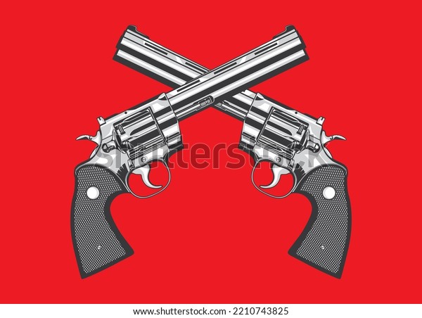 Vector Illustration Two Magnum Revolvers Symbolically Stock Vector ...
