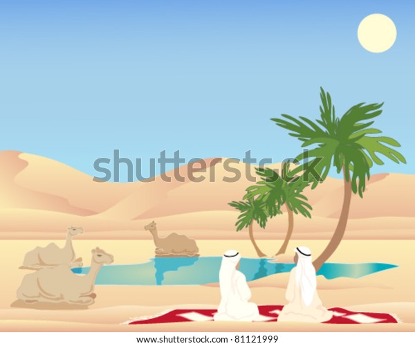Vector Illustration Two Nomadic Arab Men Stock Vector (Royalty Free ...