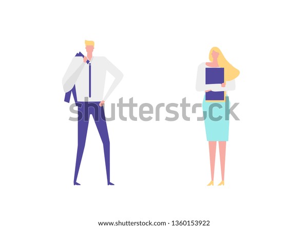 Vector Illustration Two People Different Positions Stock Vector ...