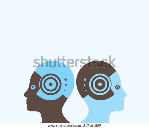 Vector Illustration Two People Opposite Sides Stock Vector (Royalty ...
