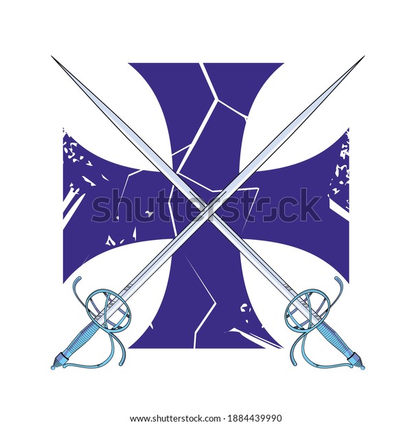 Vector Illustration Two Swords Clashing Over Stock Vector (Royalty Free ...