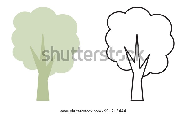 Vector Illustration Two Trees One Green Stock Vector (Royalty Free ...