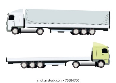 Vector Illustration Two Trucks Isolated Under Stock Vector (Royalty ...