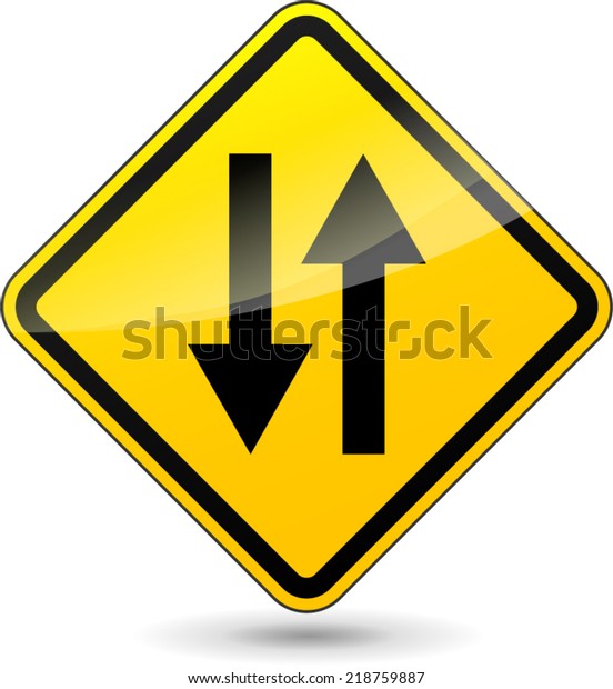 Vector Illustration Two Way Yellow Sign Stock Vector (Royalty Free ...