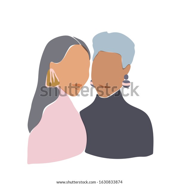 Vector Illustration Two Women Together Women Stock Vector (Royalty Free ...