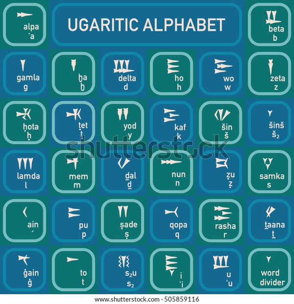 Vector Illustration Ugaritic Alphabet Cuneiform Colors Stock Vector ...