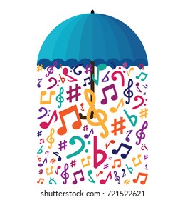 Vector Illustration Umbrella Musical Notes Audio Stock Vector (Royalty ...