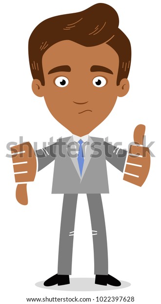 Vector Illustration Undecided Asian Cartoon Businessman Stock Vector ...