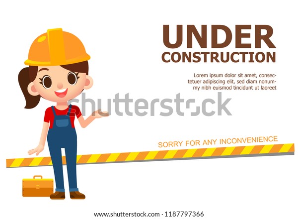 Vector Illustration Under Construction Page Female Stock Vector ...