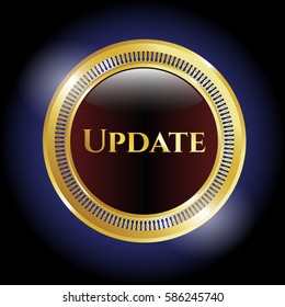 Vector Illustration Update Gold Shiny Badge Stock Vector (Royalty Free ...