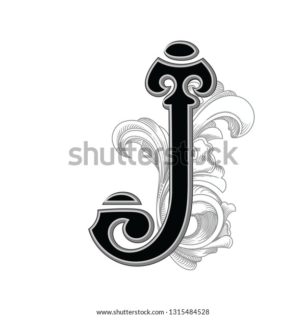 Vector Illustration Uppercase Ancient J Letter Stock Vector (Royalty ...