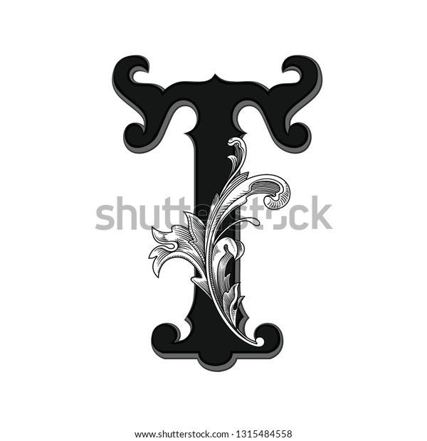 Vector Illustration Uppercase Ancient T Letter Stock Vector (Royalty ...