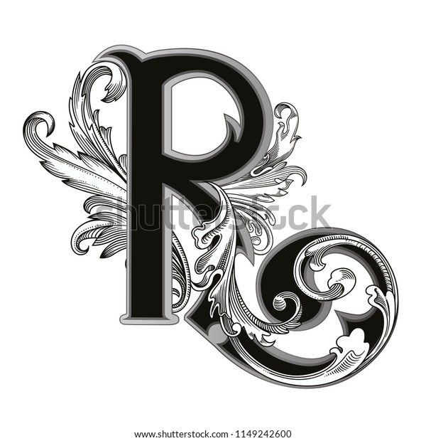Vector illustration of uppercase letter with decorations isolated on ...