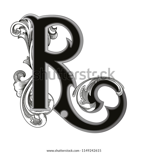 Vector Illustration Uppercase Letter Decorations Isolated Stock Vector ...