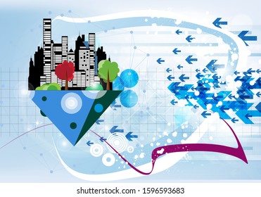 Vector Illustration Urban Landscape Smart City Stock Vector (Royalty ...