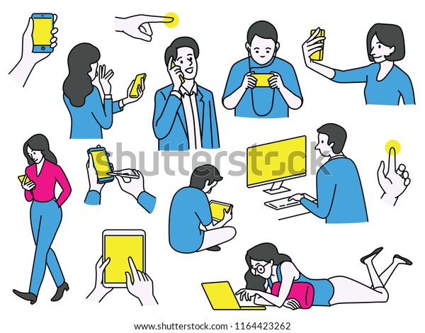 Vector Illustration Various Character People Using Stock Vector ...