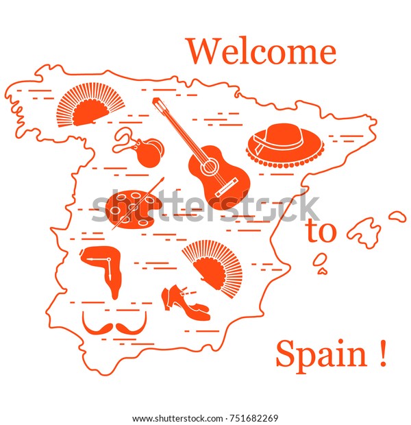 Vector Illustration Various Symbols Spain Arranged Stock Vector ...