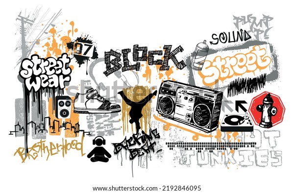 Vector Illustration Various Urban Music Art Stock Vector (Royalty Free ...