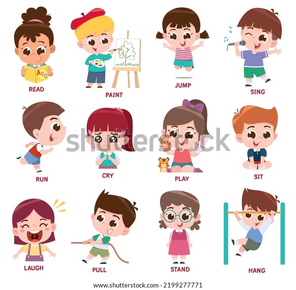 Ilustración vectorial de los verbos que: vector de stock (libre de ...