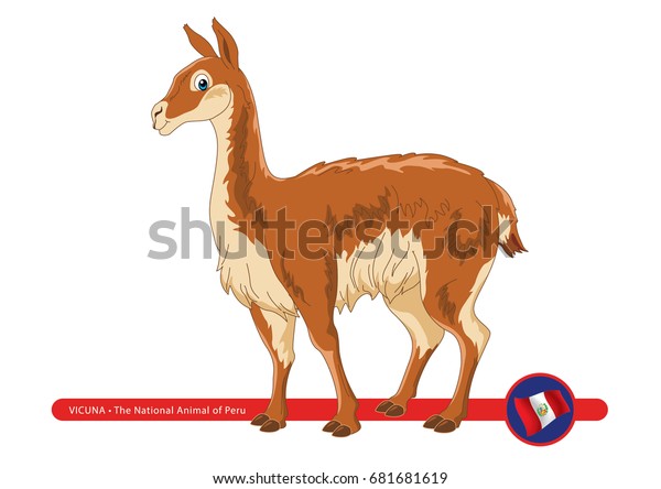 Vector Illustration Vicuna Cartoon Peru Stock Vector (Royalty Free ...