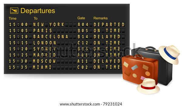 Vector Illustration Vintage Mechanical Airport Time Stock Vector ...