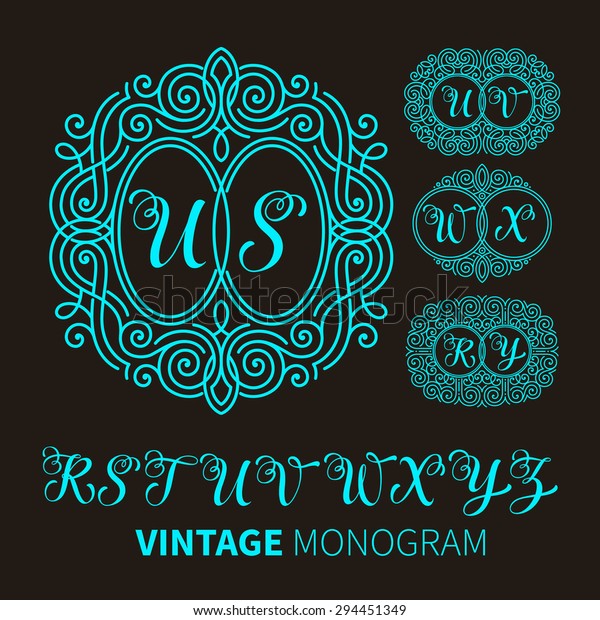 Vector illustration of vintage monogram, emblem or label. Design ...