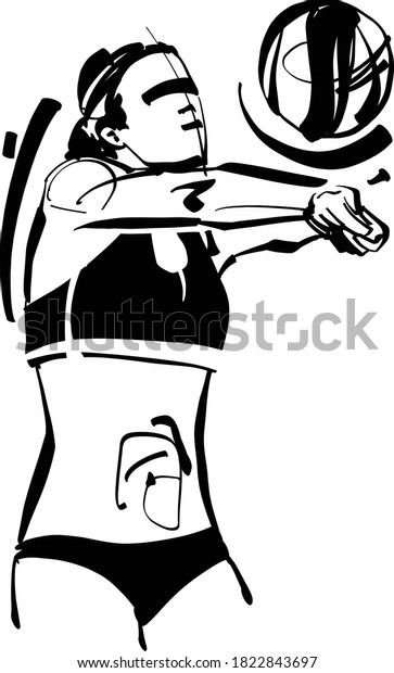 Vector Illustration Volleyball Female Player Stock Vector (Royalty Free ...