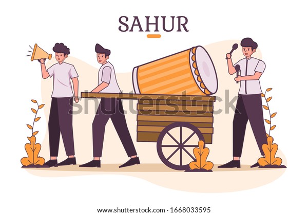 Vector Illustration Wake People Sleep Sahur Stock Vector (Royalty Free ...