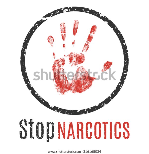 Vektor Stok Vector Illustration Warning Sign Hand Print (Tanpa Royalti ...