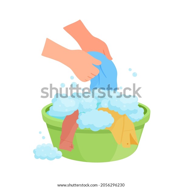 Vector Illustration Washing Washing Clothes By Stock Vector (Royalty ...