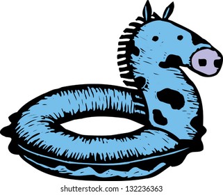 Vector Illustration Water Pony Floating Pool Stock Vector (Royalty Free ...