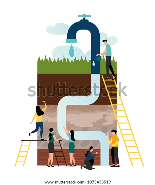Vector Illustration Water System Extraction Groundwater Stock Vector ...