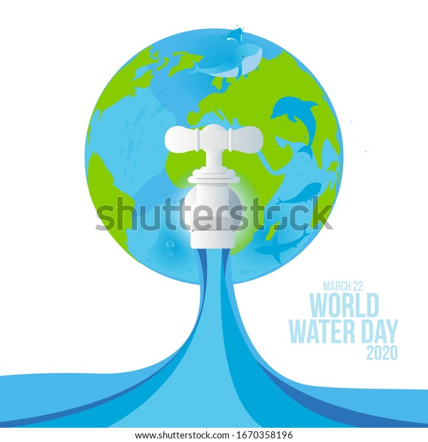 Vector Illustration Water Tap Earth Globe Stock Vector (Royalty Free ...