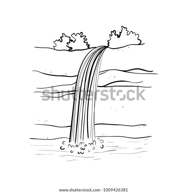 Vector Illustration Waterfall Water Stream Falling Stock Vector ...