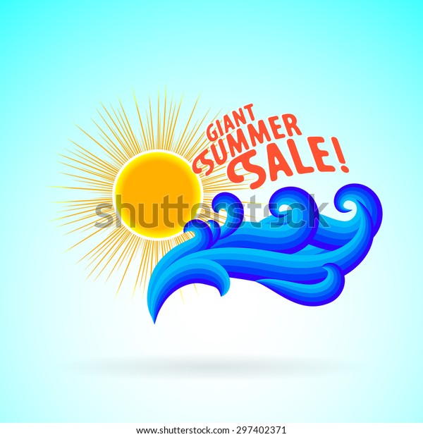 Vector Illustration Waves Letters Sun Symbol Stock Vector (Royalty Free ...