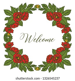 Vector Illustration Welcome Card Writing Floral Stock Vector (Royalty ...