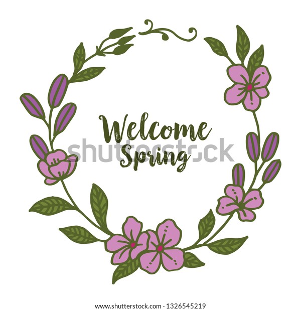 Vector Illustration Welcome Card Writing Floral Stock Vector (Royalty ...