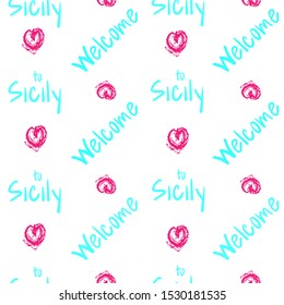 Vector Illustration Welcome Sicily Sign Red Stock Vector (Royalty Free ...