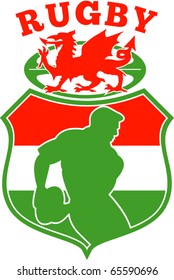 Vector Illustration Welsh Rugby Player Silhouette Stock Vector (Royalty ...